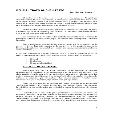 DEL MAL TRATO AL BUEN TRATO | Igualdad de Género